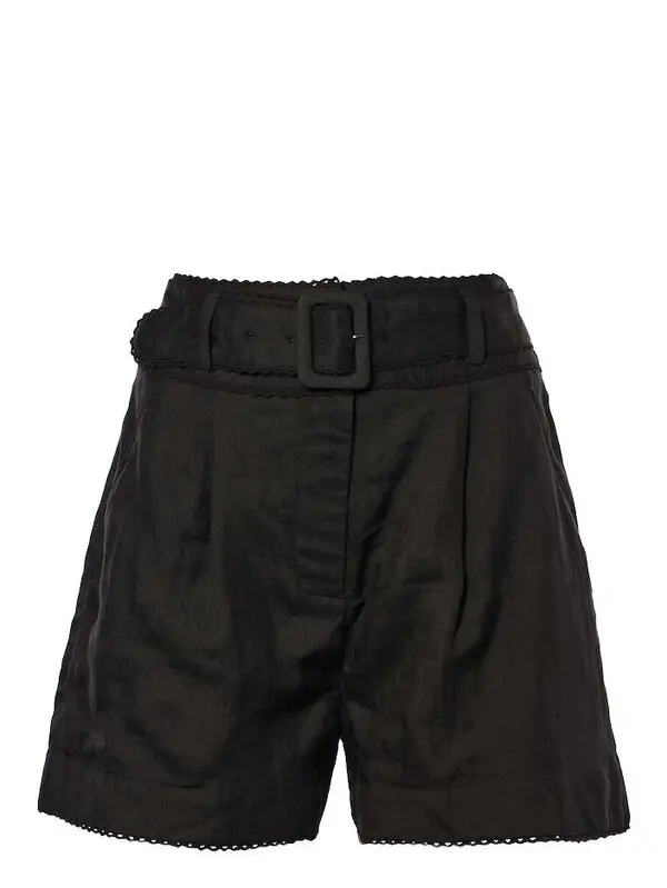 Veronica Beard Hobbes High-rise Ramie Shorts - Black