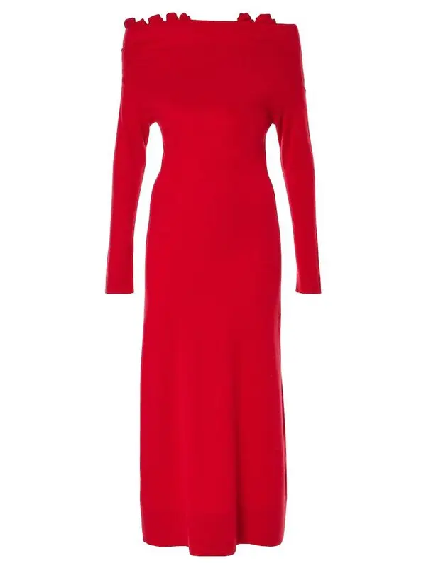Altuzarra Lunaire Off-shoulder Cashmere Gown - Red