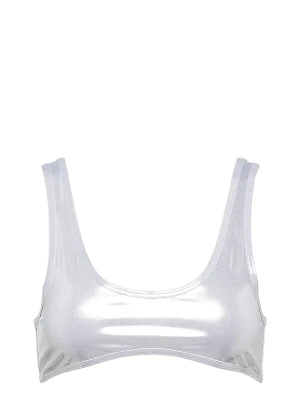 REINA OLGA Coolio Lame Bikini Top - Silver