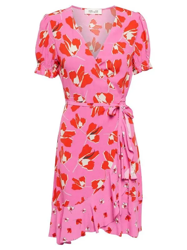 Diane Von Furstenberg Emilia Printed Wrap Mini Dress - Multicoloured