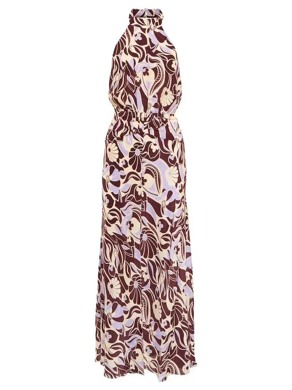 Rixo Kendra Printed Silk Halterneck Maxi Dress - Multicoloured