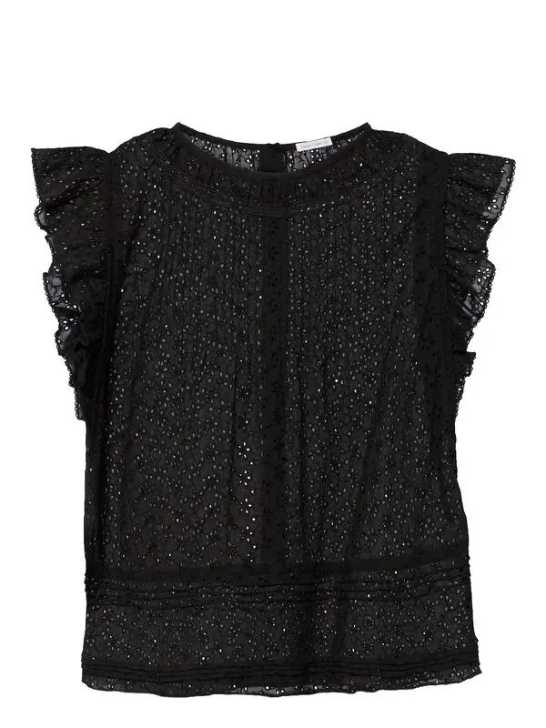 Poupette St Barth Galia Ruffled Top - Black