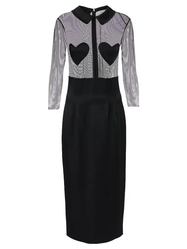 Blumarine Mesh And Satin Midi Dress - Black