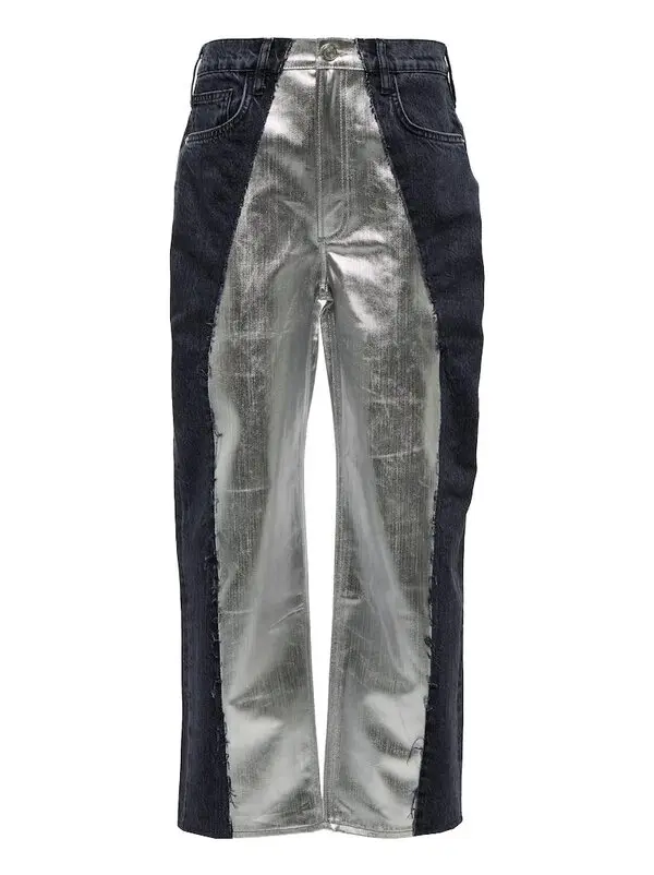 FRAME Pieced Mid-rise Straight Jeans In Orbital Silver - Multicoloured