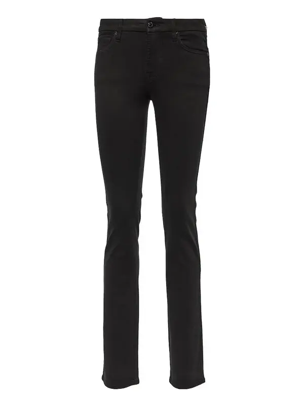 7 For All Mankind High-rise Straight Jeans In Rinsed - Black