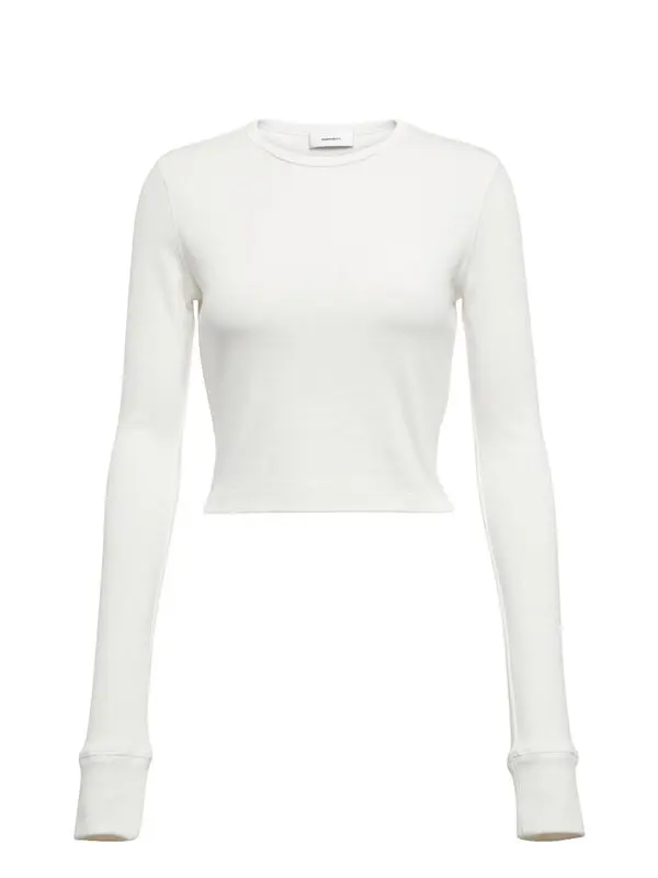 Wardrobe.NYC X Hailey Bieber Ribbed Cotton Blend Crop Top - White