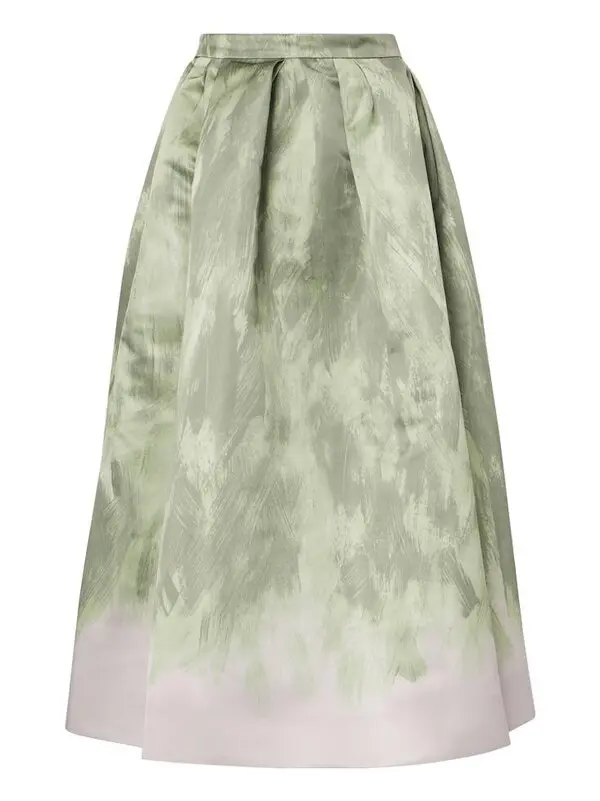 Dries Van Noten Satin Midi Skirt - Green