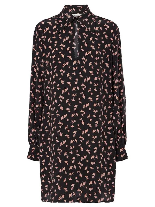Chloé Floral Silk Chiffon Mini Dress - Brown
