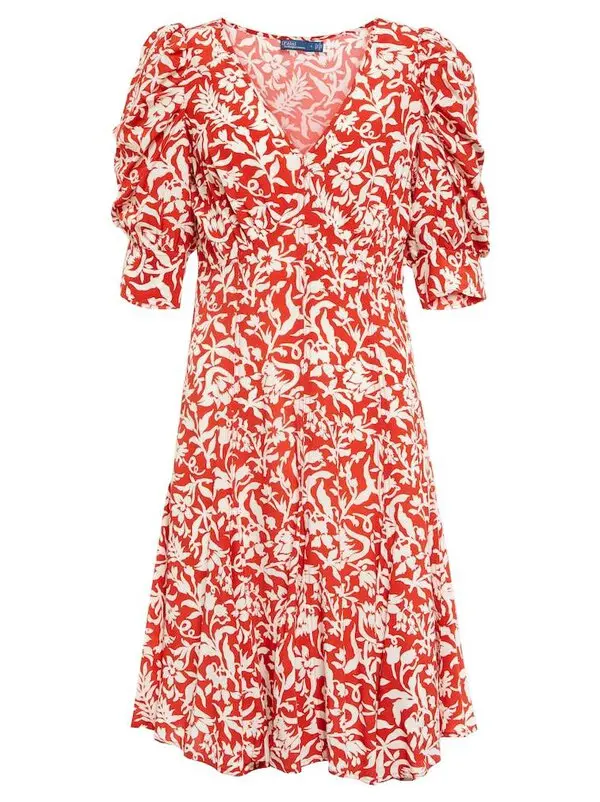 Polo Ralph Lauren Floral Crepe Midi Dress - Red