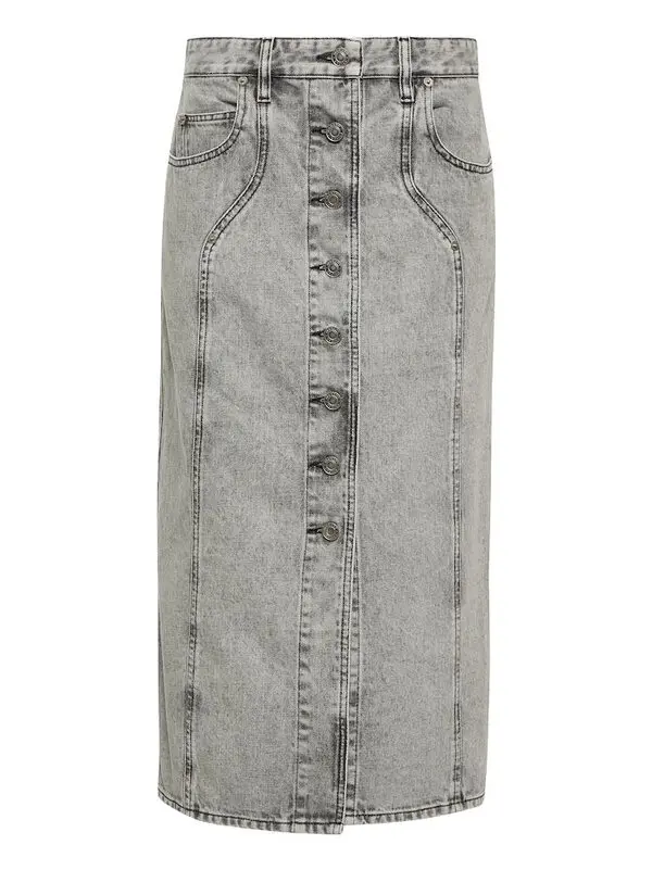 MARANT ETOILE Vandy Denim Midi Skirt - Grey
