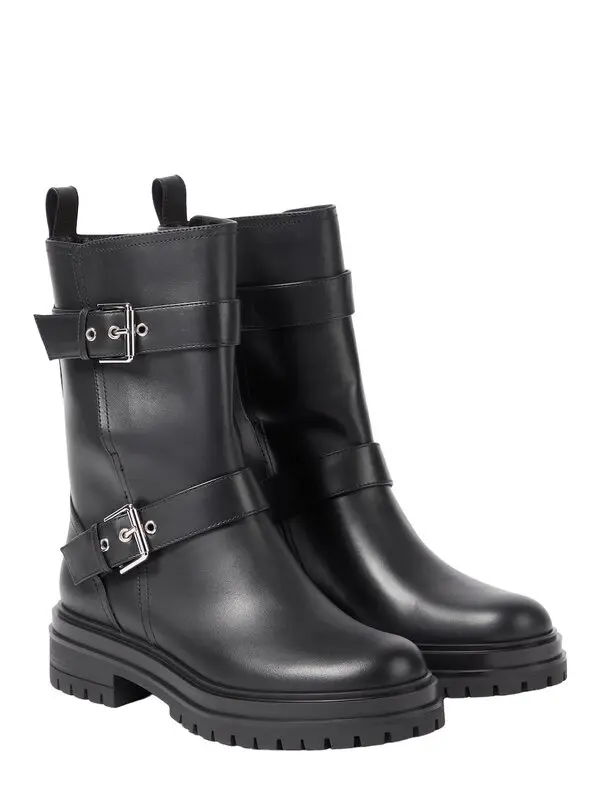 GIANVITO ROSSI Thiago Leather Ankle Boots - Black