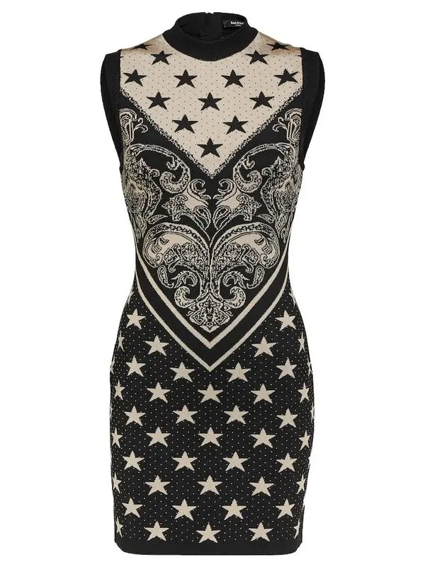 Balmain Intarsia Knitted Mini Dress - Multicoloured