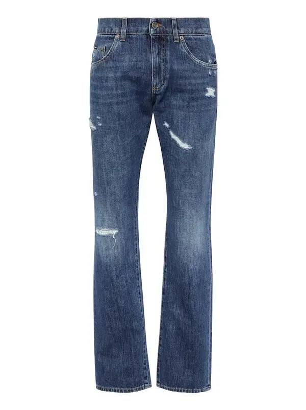 Dolce & Gabbana Distressed Straight Jeans - Blue