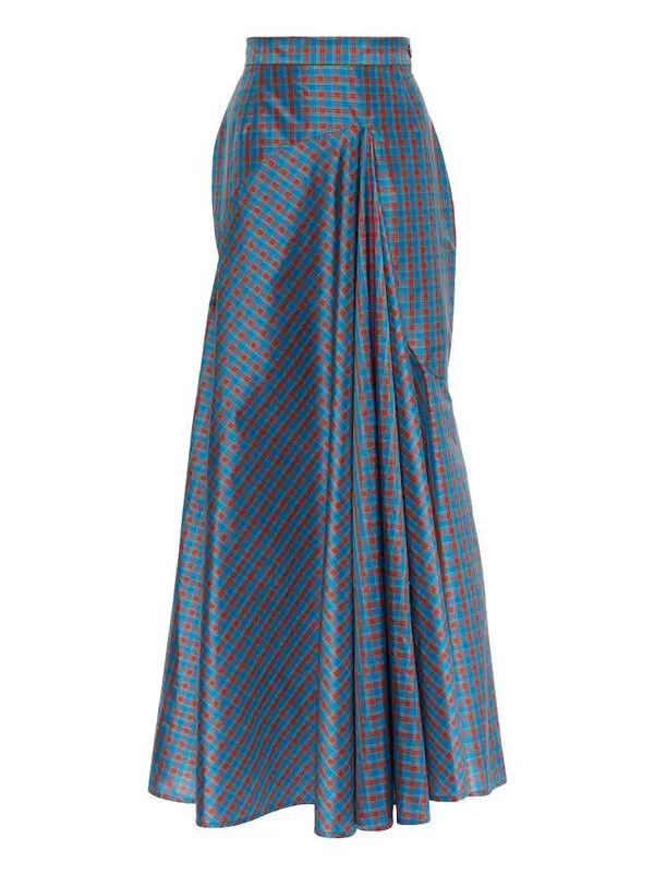 VIVIENNE WESTWOOD Checked Ruffled Silk-blend Maxi Skirt - Multicoloured