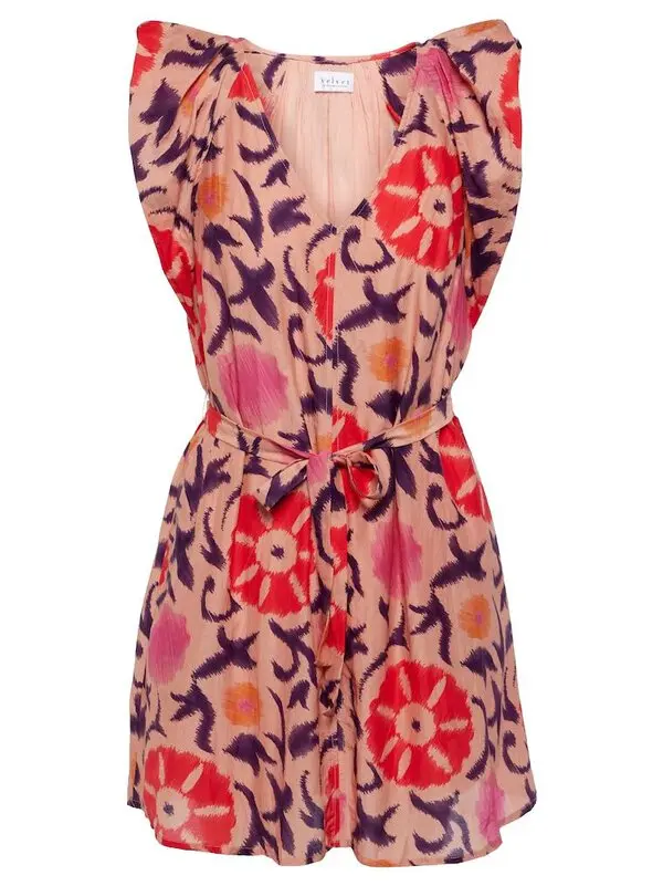 Velvet By Graham & Spencer Jenna Printed Cotton And Silk Minidress - Multicoloured