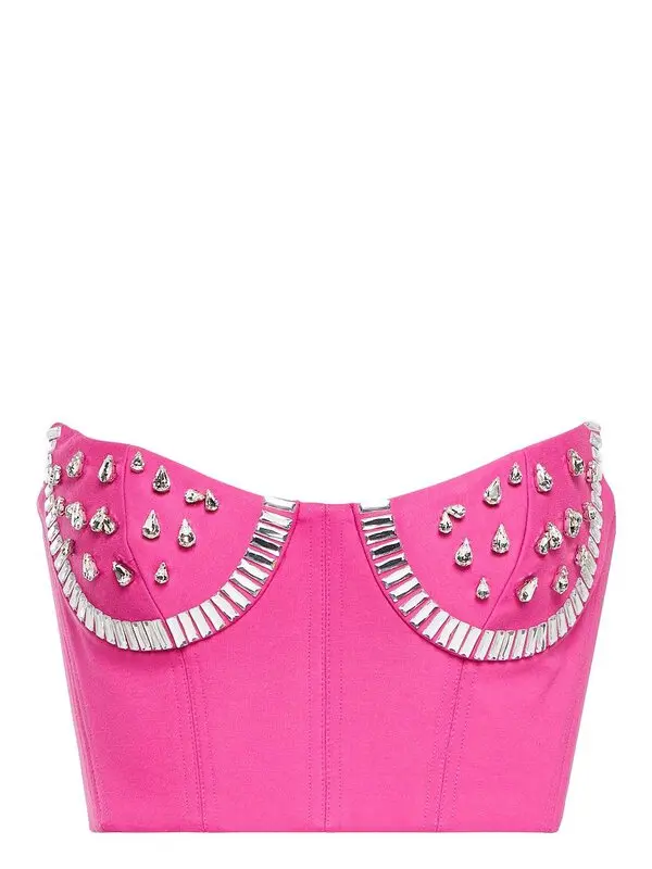 AREA Crystal-embellished Bustier - Pink
