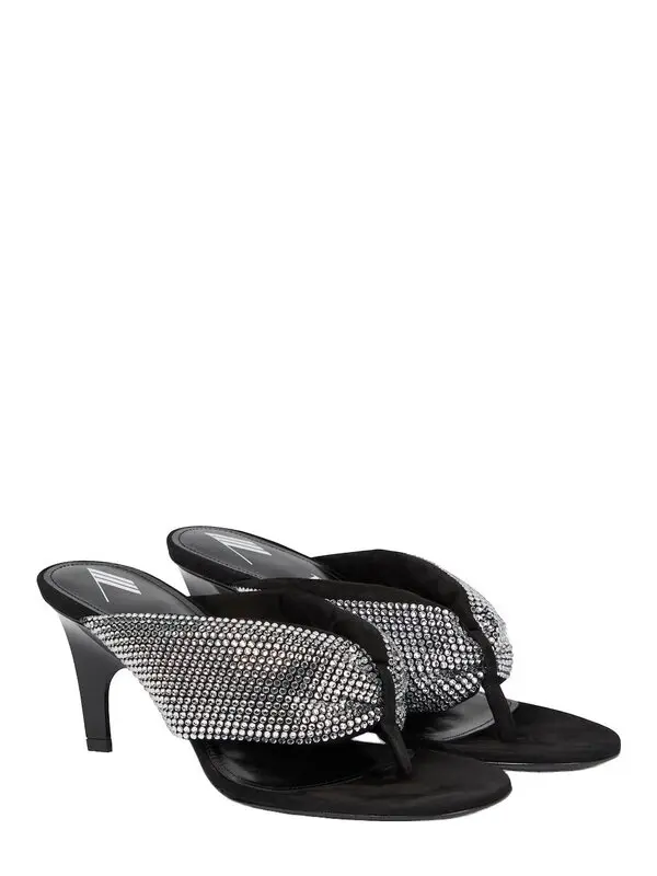 Attico Rem Satin Crystal-embellished Thong Sandals - Multicoloured
