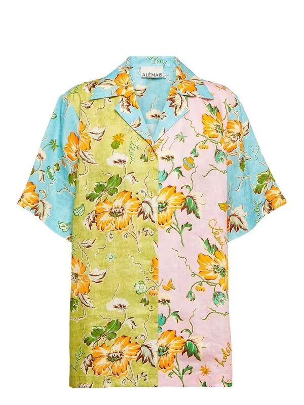 ALEMAIS Mana Floral Patchwork Linen Shirt - Multicoloured
