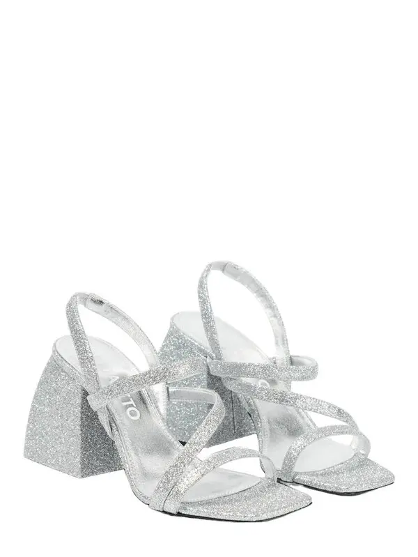 NODALETO Bulla Gemini Mary Jane Sandals In Glitter - Silver
