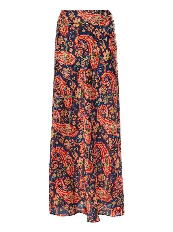 Rabanne Paisley Satin Maxi Skirt - Multicoloured
