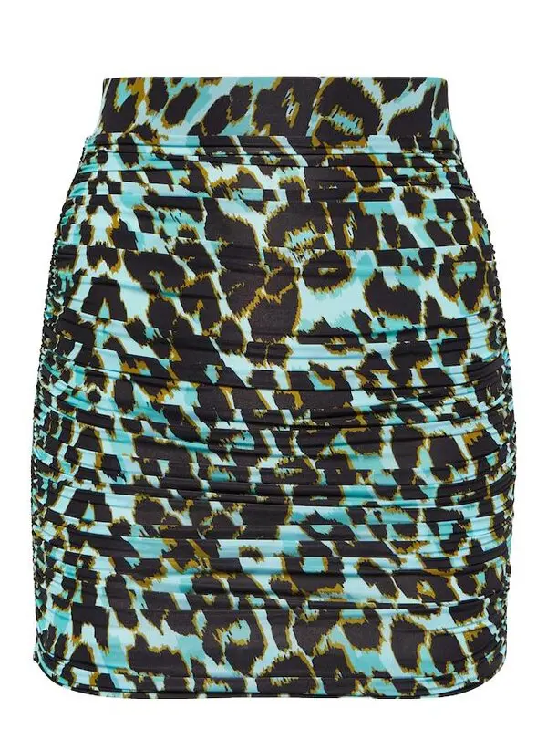Alex Perry Kiran Ruched Leopard-print Mini Skirt - Multicoloured