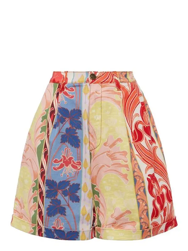 Etro Printed Cotton Blend Denim Shorts - Multicoloured