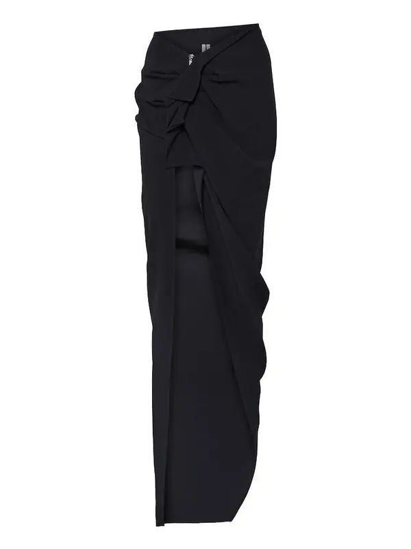 Rick Owens High-rise Asymmetrical Maxi Skirt In /grizzly - Black
