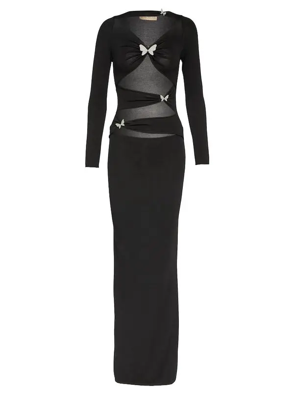 AYA MUSE Cut Out Jersey Midi Dress - Black