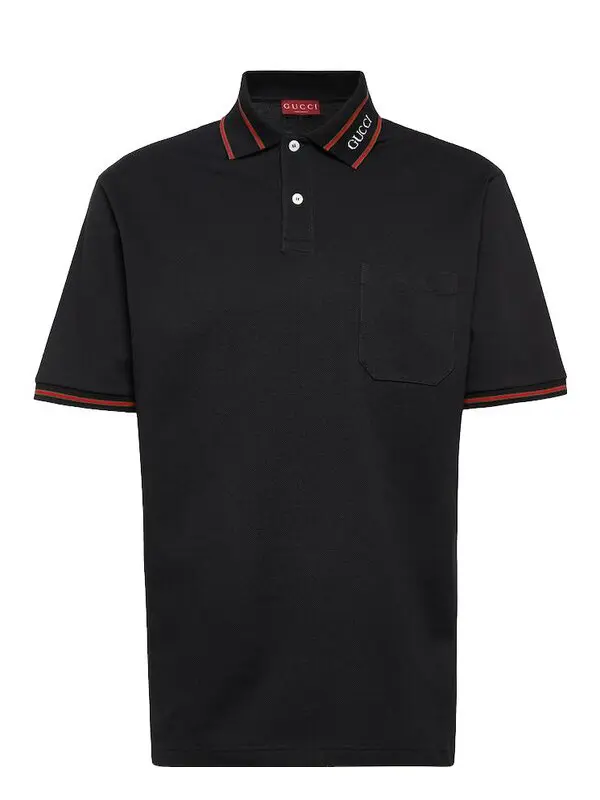 Gucci Cotton-blend Pique Polo Shirt - Black