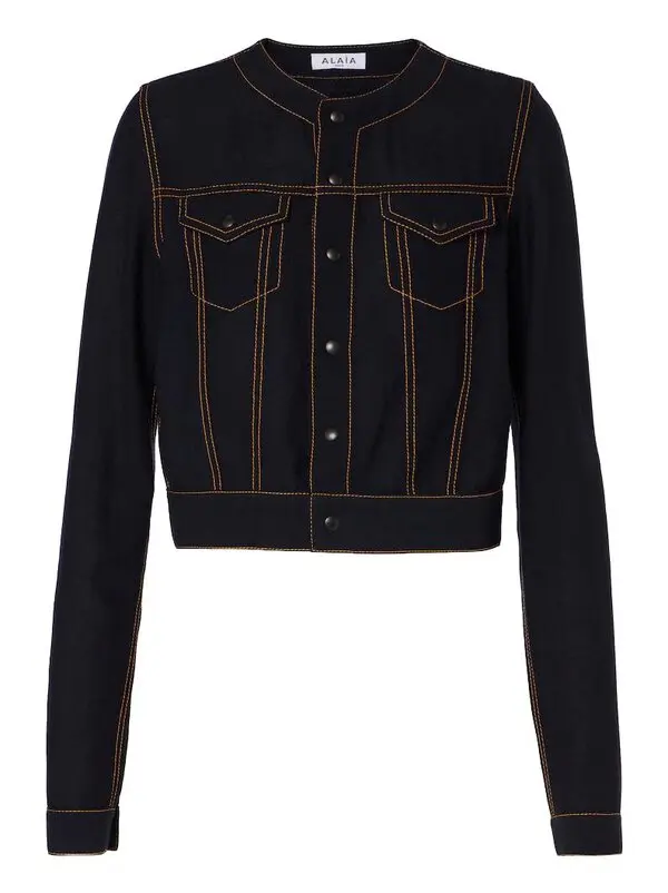 Alaïa Fluid Cropped Wool-blend Jacket - Blue