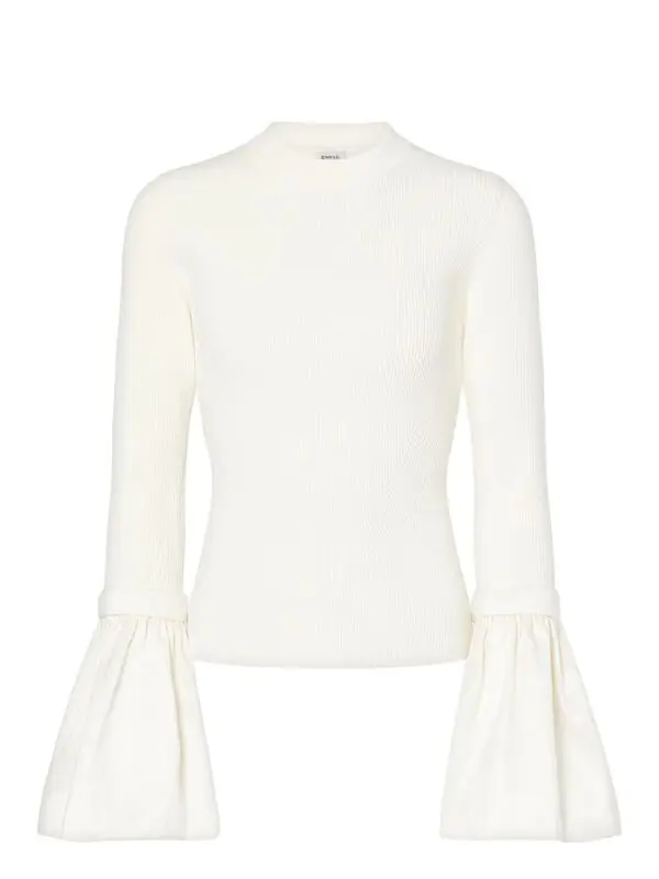 Simkhai Agata Taffeta-trimmed Ribbed-knit Top - White