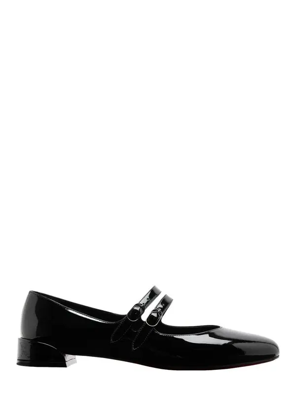 CHRISTIAN LOUBOUTIN Patent Leather Mary Jane Flats - Black