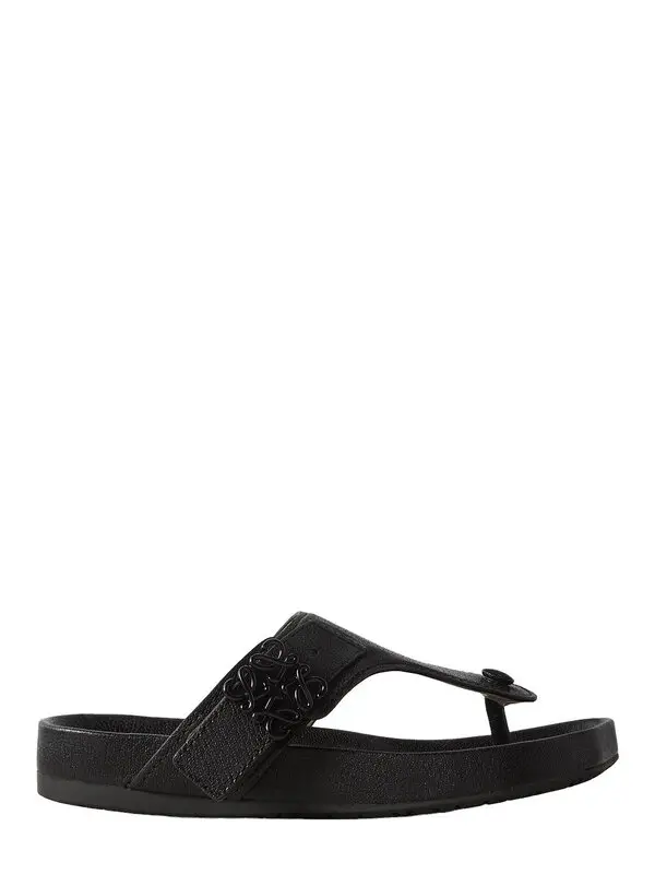 Loewe Ease Embellished Textured-leather Sandals - Black