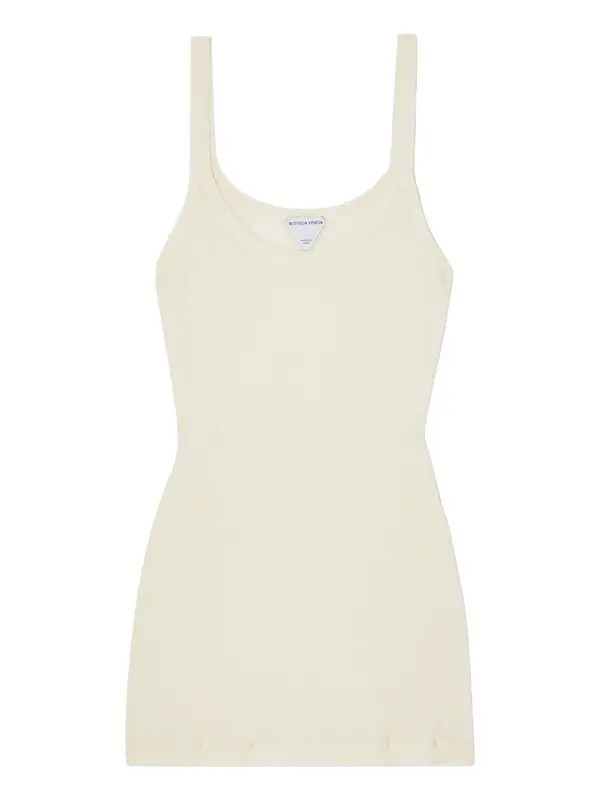 Bottega Veneta Ribbed Cotton-blend Tank - Neutrals