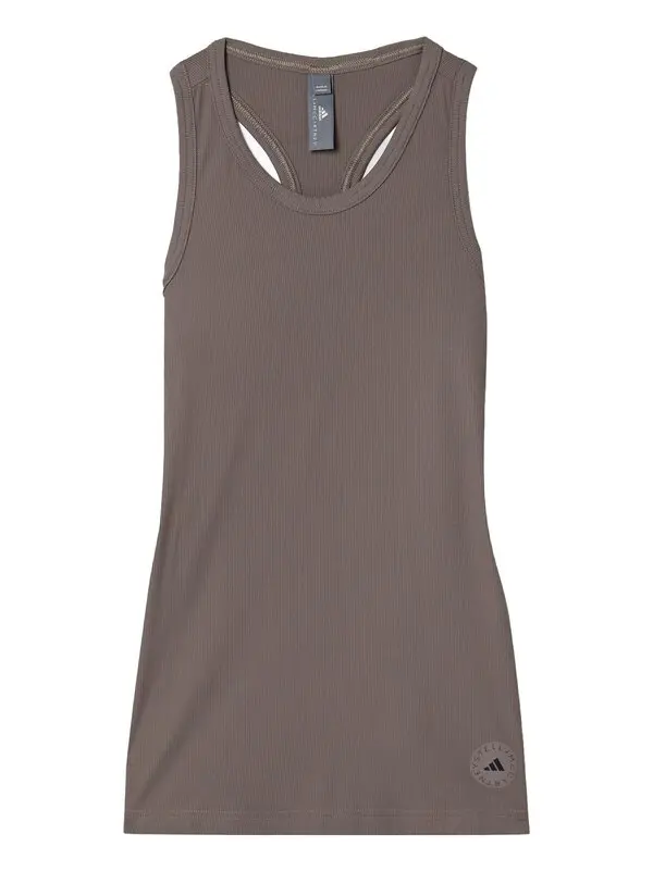 Adidas By Stella McCartney Ribbed Stretch Recycled-jersey Racerback Tank Top - Neutrals