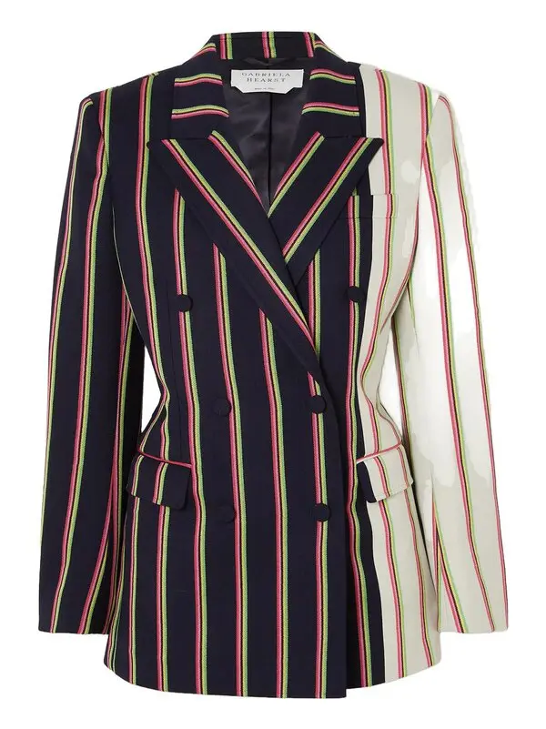 Gabriela Hearst Mccoi Double-breasted Striped Wool And Silk-blend Twill Blazer - Blue