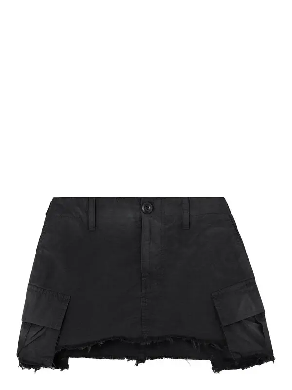 Balenciaga Frayed Cotton-blend Ripstop Mini Skirt - Black