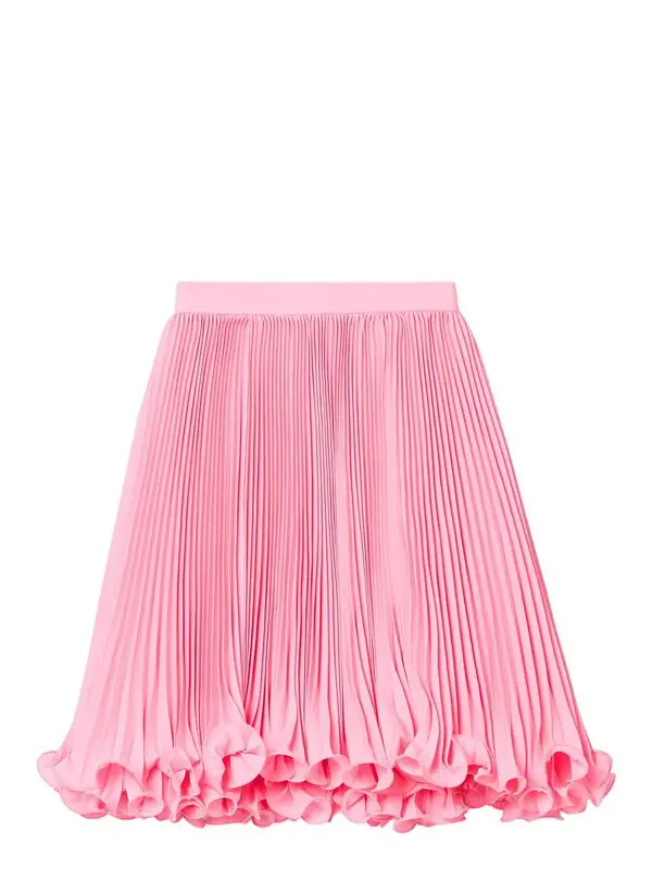 Balmain Ruffled Plissé-satin Mini Skirt - Pink