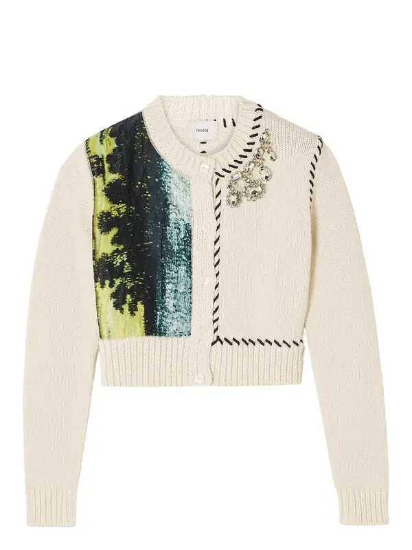 Erdem Cropped Crystal-embellished Cardigan - Multi