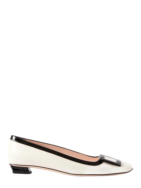 ROGER VIVIER Belle Vivier Two-tone Patent-leather Ballet Flats - Neutrals