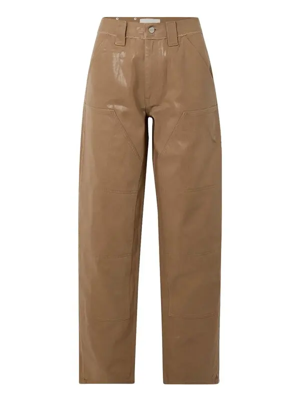 DION LEE Carpenter Coated Mid-rise Wide-leg Cargo Jeans - Brown