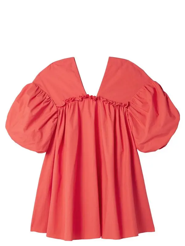 KIKA VARGAS Annie Ruffled Cotton-poplin Mini Dress - Red