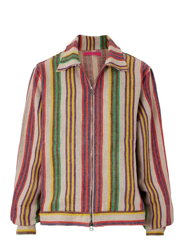 THE ELDER STATESMAN Coastal Decon Striped Linen-jacquard Jacket - Multi