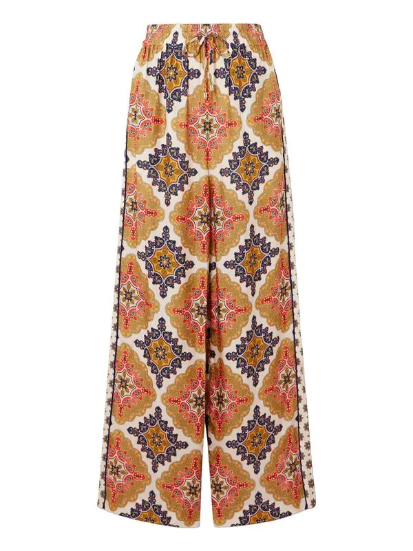 Cara Cara Amalfi Printed Satin-twill Wide-leg Pants - Multi