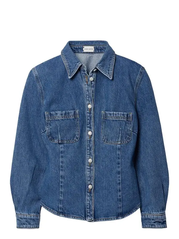Magda Butrym Denim Shirt With Detachable Shoulder Pads - Blue