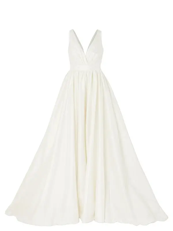 HALFPENNY LONDON Pleated Taffeta Gown - Neutrals