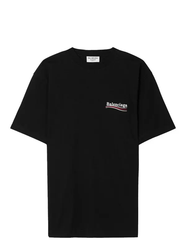 Balenciaga Oversized Embroidered Cotton-jersey T-shirt - Black