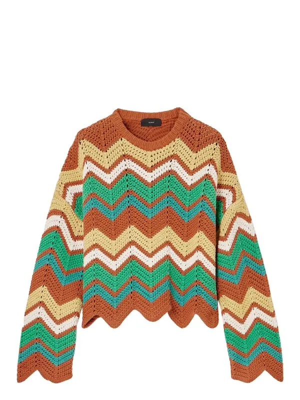 Alanui Kaleidoscopic Striped Crocheted Cotton-blend Sweater - Multi