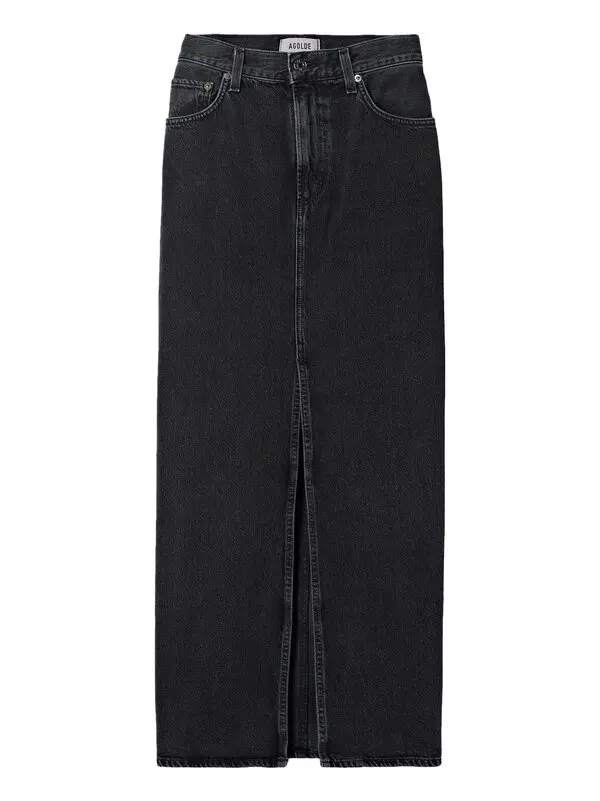 AGOLDE Leif' Organic Denim Maxi Skirt - Black
