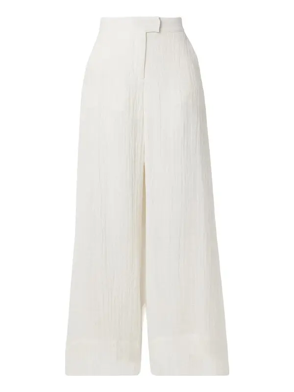 Lisa Marie Fernandez Crinkled Linen-blend Gauze Wide-leg Trousers - Neutrals
